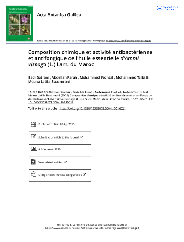 (PDF) Composition chimique et activité antibactérienne et antifongique ...