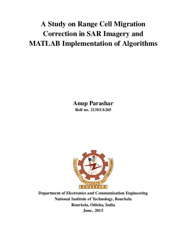 (PDF) A Study on Range Cell Migration Correction in SAR Imagery and ...