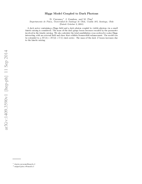 (PDF) Higgs model coupled to dark photons