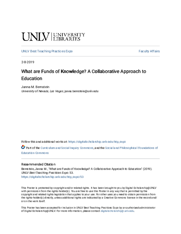 (PDF) What are Funds of Knowledge? A Collaborative Approach to Education