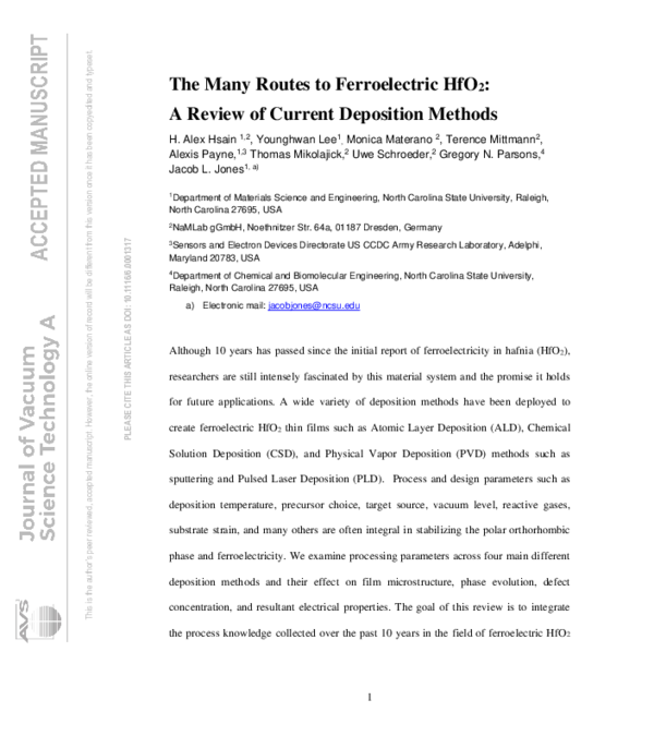 (PDF) Many routes to ferroelectric HfO2: A review of current deposition ...