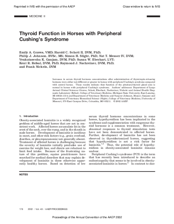 (PDF) Thyroid Function in Horses with Peripheral Cushing's Syndrome ...