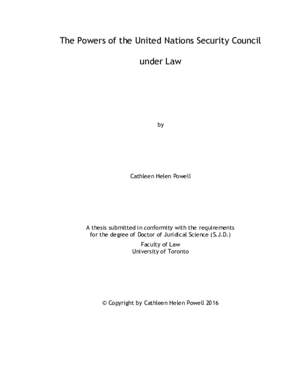 (PDF) The Powers of the United Nations Security Council under Law