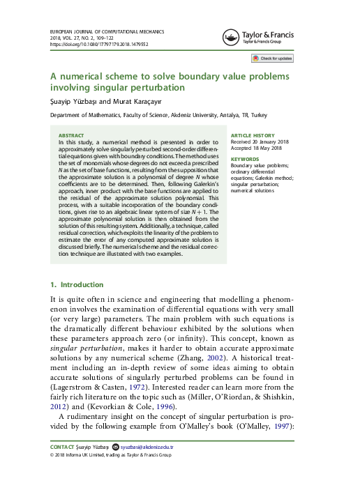 (PDF) A numerical scheme to solve boundary value problems involving singular perturbation