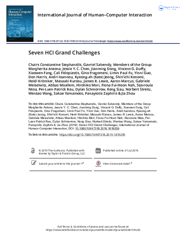 (PDF) Seven HCI Grand Challenges