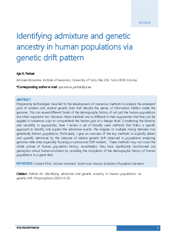 (PDF) Identifying admixture and genetic ancestry in human populations ...