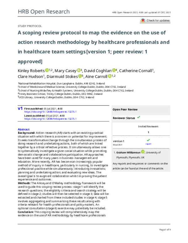 Pdf A Scoping Review Protocol To Map The Evidence On The Use Of Action Research Methodology By