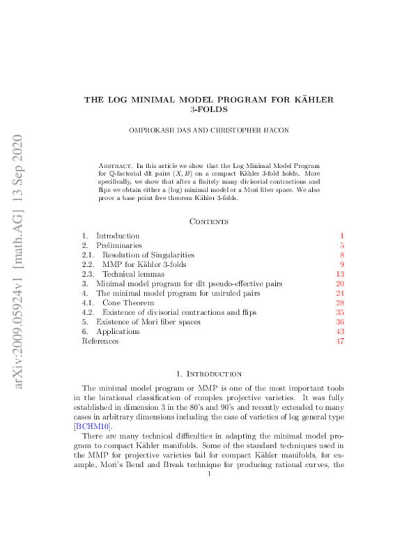 (PDF) The log minimal model program for K\"ahler $3$-folds