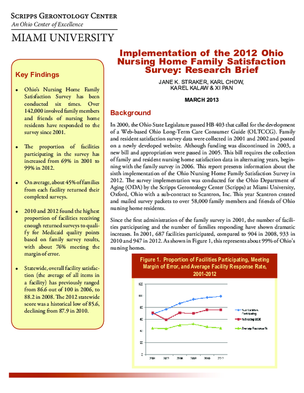 (PDF) Implmentation of the 2012 Ohio Nursing Home Family Satisfaction ...