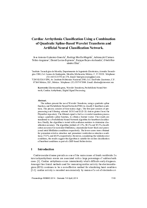 (PDF) Cardiac Arrhythmia Classification Using a combination of ... (PDF) Cardiac Arrhythmia Classification Using a combination of ...