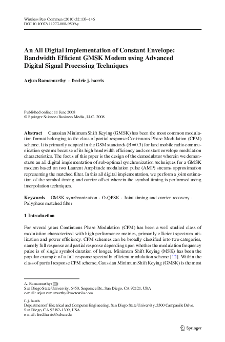 (PDF) An All Digital Implementation of Constant Envelope: Bandwidth ...