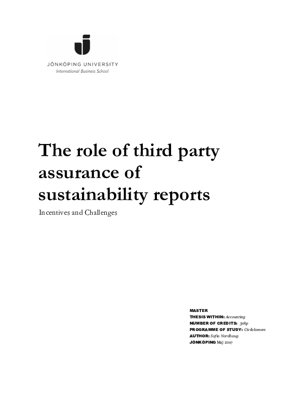 (PDF) The role of third party assurance of sustainability reports ...