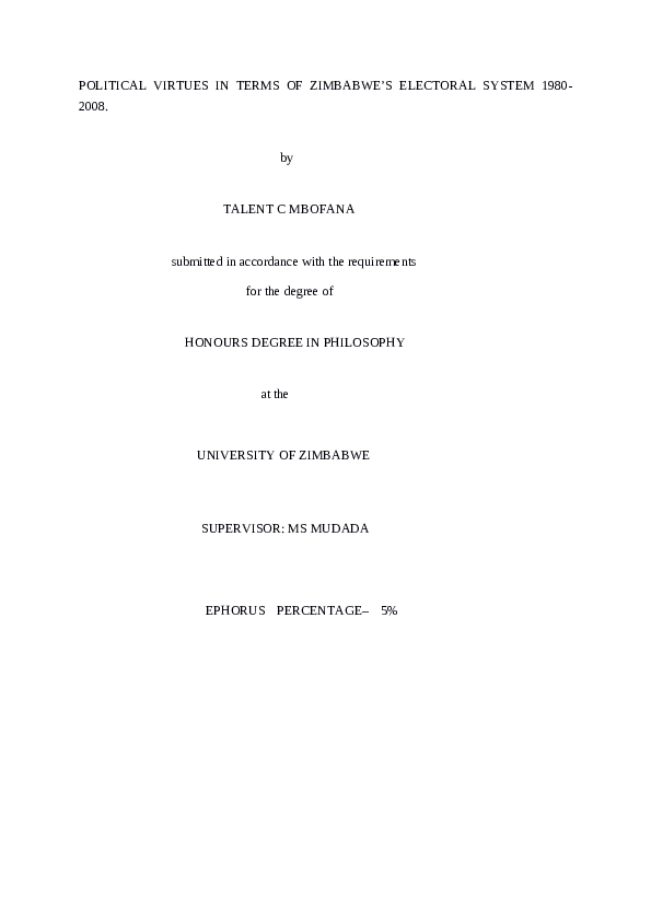 (PDF) Dissertation final document | Mbofana Talent chipo - Academia.edu