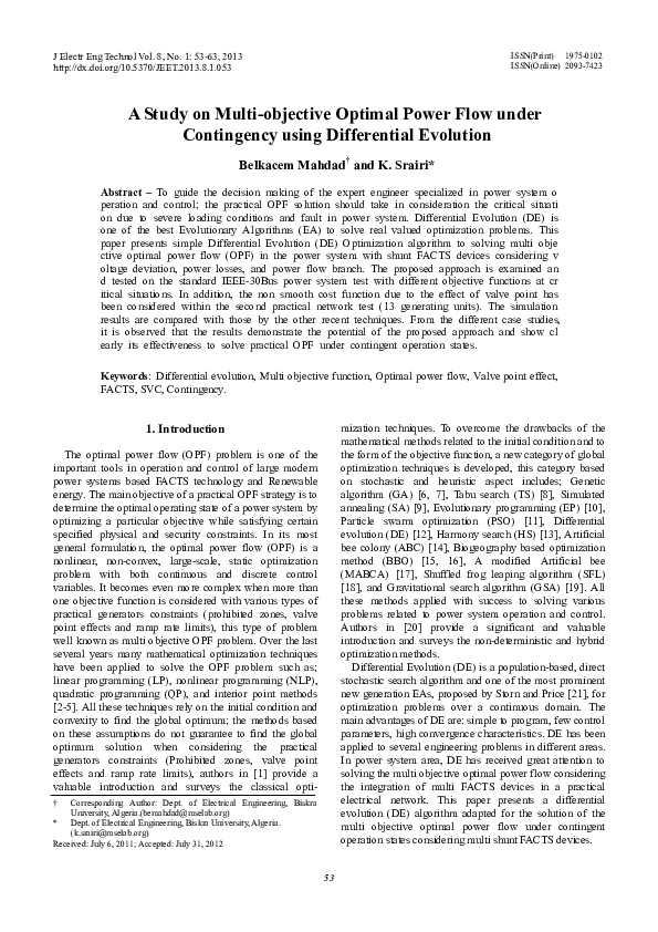 (PDF) A Study on Multi-objective Optimal Power Flow under
