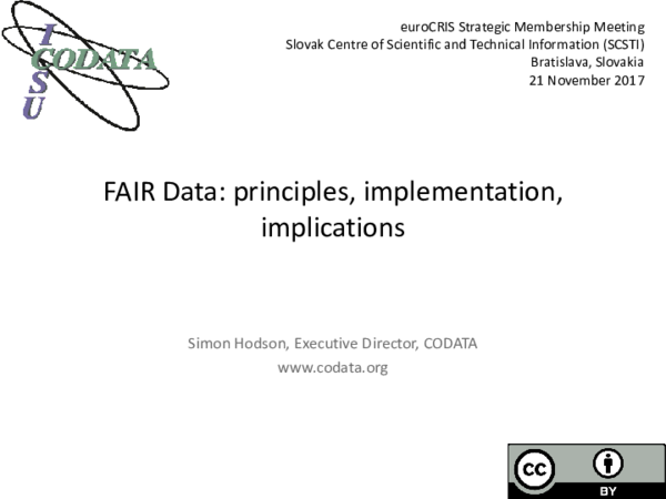 (PDF) FAIR Data: principles, implementation, implications