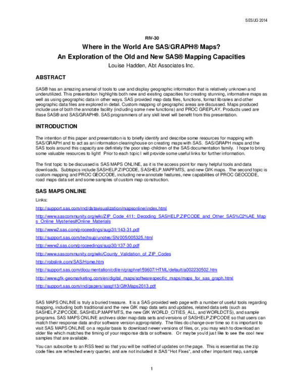 (PDF) Where in the World Are SAS/GRAPH® Maps? An Exploration of the Old ...