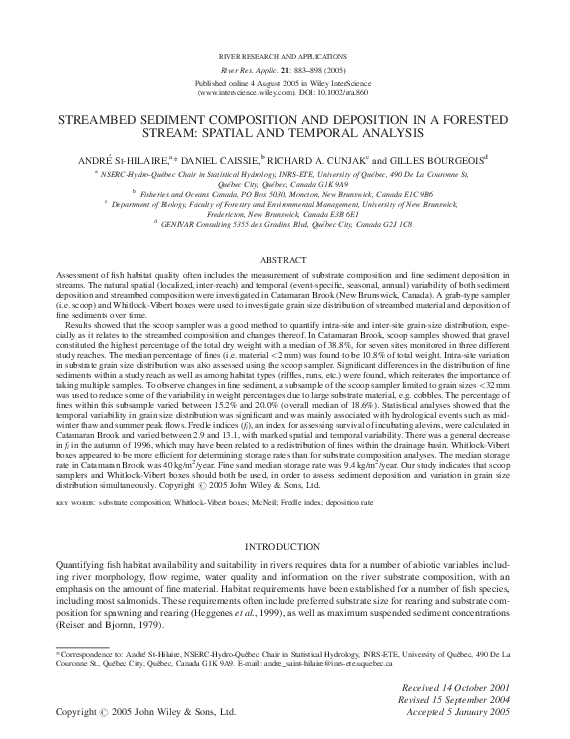 (PDF) Streambed sediment composition and deposition in a forested ...