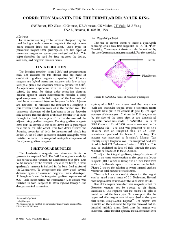(PDF) Correction magnets for the Fermilab Recycler ring