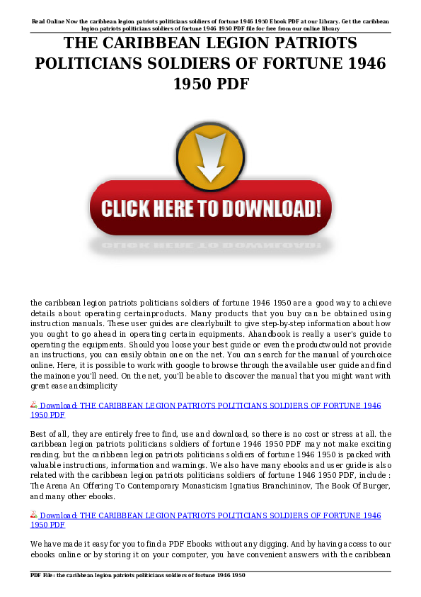(PDF) The Caribbean Legion: Patriots, Politicians, Soldiers of Fortune ...