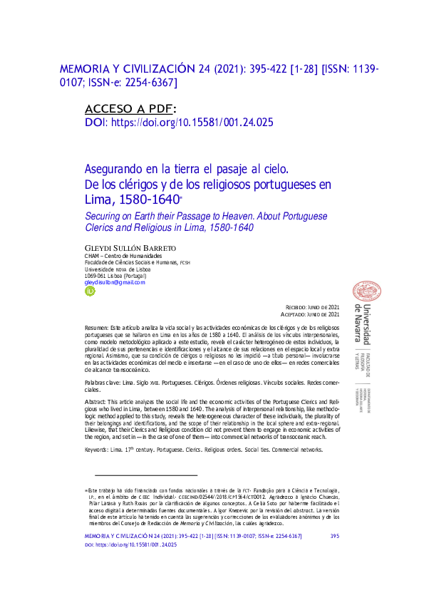(PDF) Asegurando en la tierra el pasaje al cielo. De los clérigos y de ...