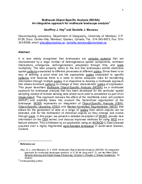(PDF) Multiscale object-specific analysis (MOSA): an integrative ...