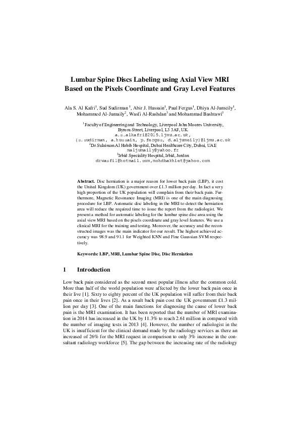 (PDF) Lumbar Spine Discs Labeling Using Axial View MRI Based on the ...