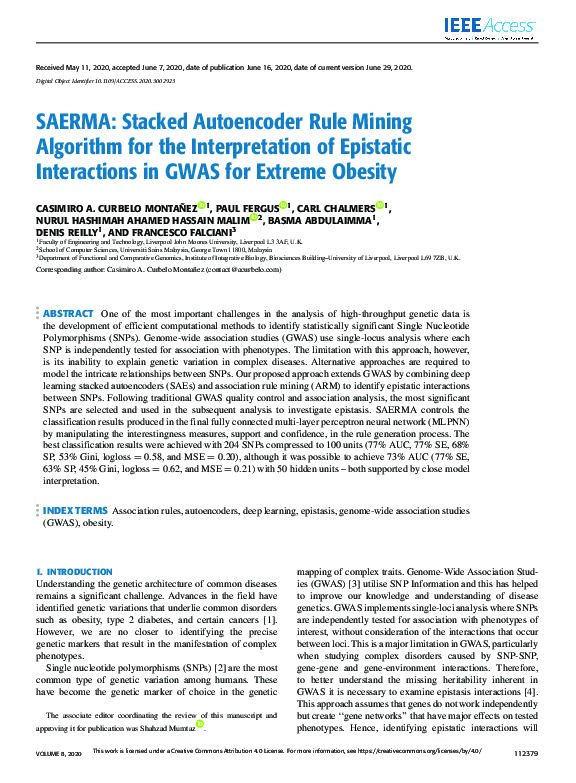 Pdf Saerma Stacked Autoencoder Rule Mining Algorithm For The Interpretation Of Epistatic