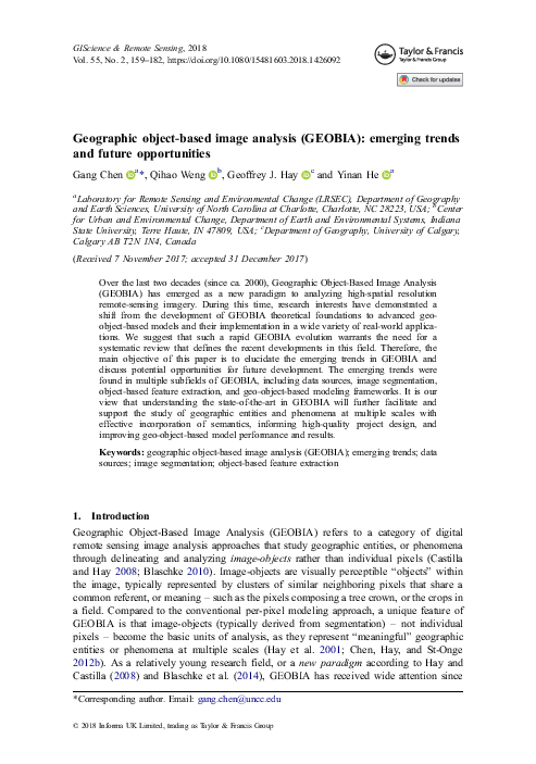 Pdf Geographic Object Based Image Analysis Geobia Emerging Trends