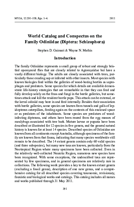 (PDF) World catalog and conspectus on the family Odiniidae (Diptera ...