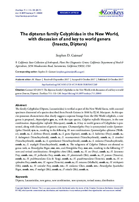 (PDF) Figures 19-20 from: Gaimari S (2017) The dipteran family ...
