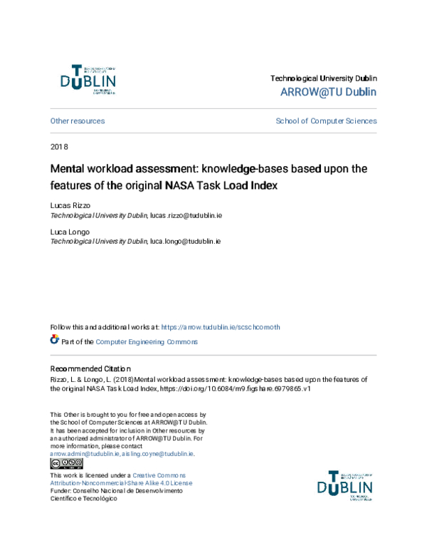 (PDF) Mental workload assessment: knowledge-bases based upon the features of the original NASA ...