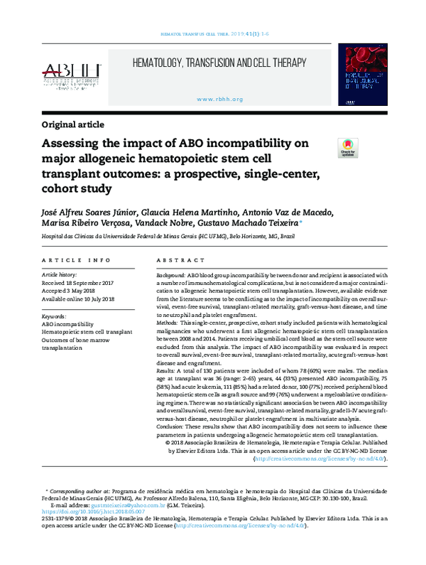 (PDF) Assessing the impact of ABO incompatibility on major allogeneic ...