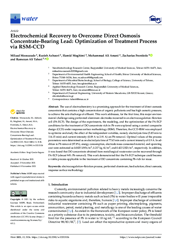 (PDF) Electrochemical Recovery to Overcome Direct Osmosis Concentrate ...