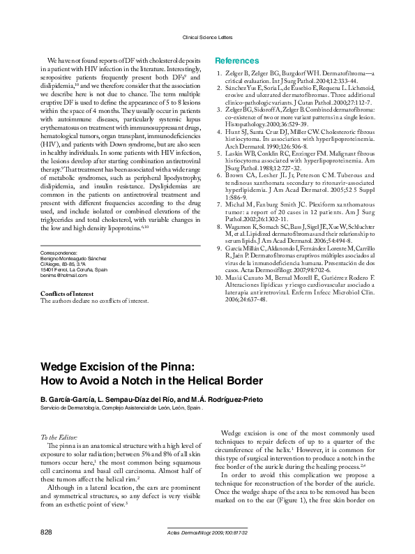 (PDF) Wedge Excision of the Pinna: How to Avoid a Notch in the Helical ...