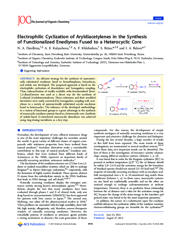 (PDF) Electrophilic Cyclization of Aryldiacetylenes in the Synthesis of ...