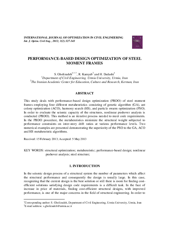 (PDF) Performance-Based Design Optimization of Steel Moment Frames