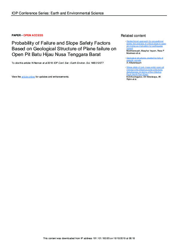 (PDF) Probability of Failure and Slope Safety Factors Based on ...