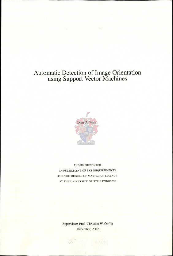 (PDF) Automatic detection of image orientation using Support Vector Machines