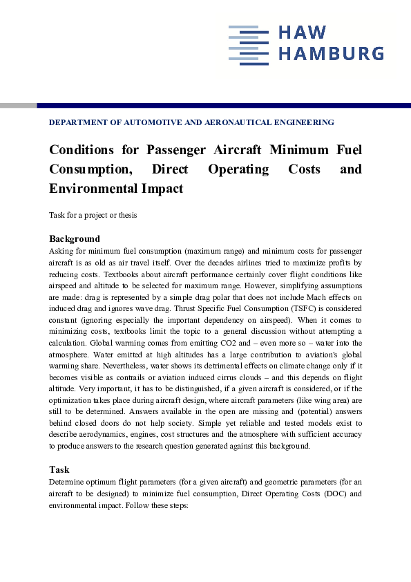 (PDF) Conditions for Passenger Aircraft Minimum Fuel Consumption ...