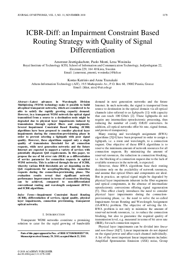 (PDF) ICBR-Diff: an Impairment Constraint Based Routing Strategy with ...