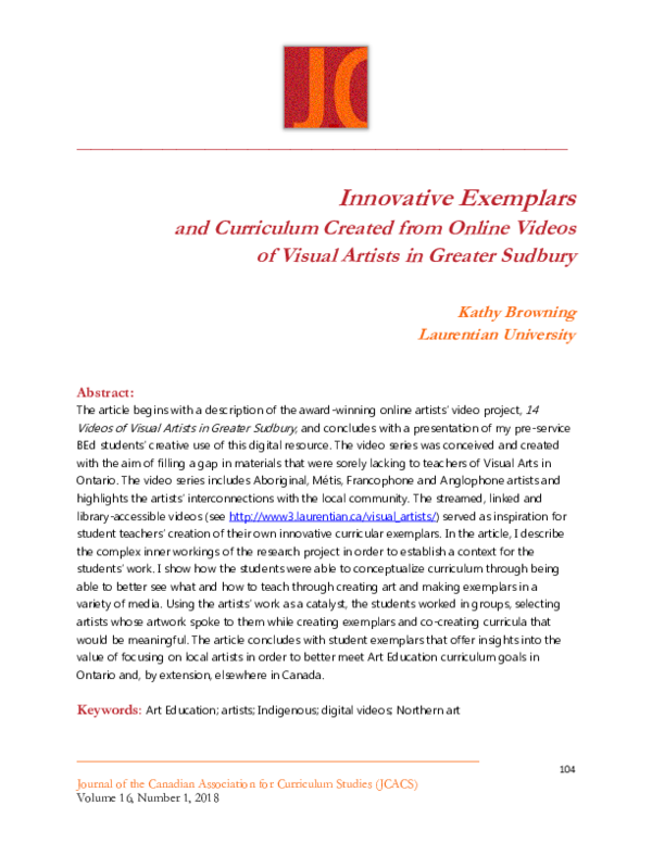 (PDF) Innovative Exemplars and Curriculum Created from Online Videos of ...