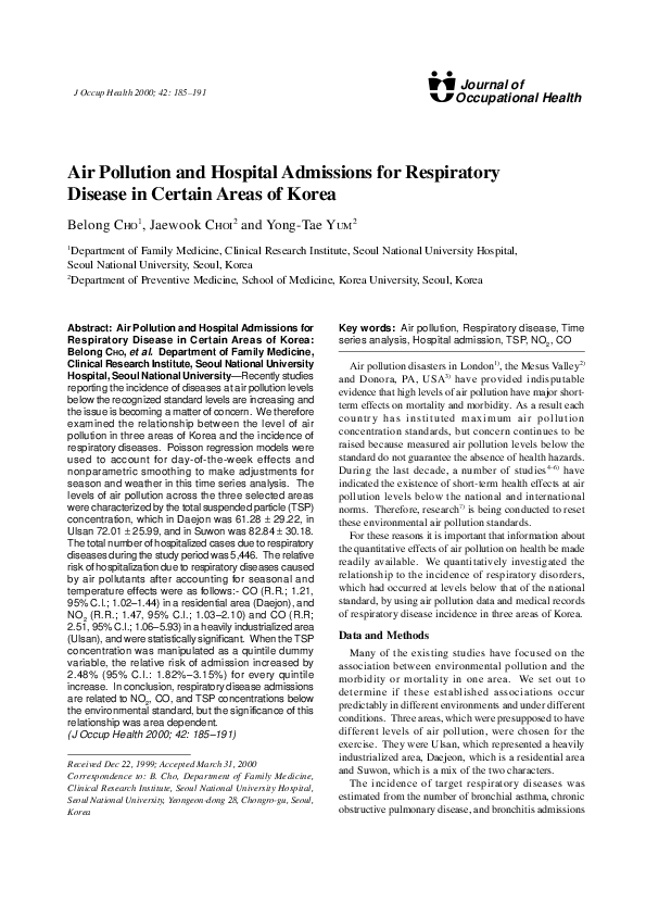 (PDF) Air pollution and hospital admissions for respiratory diseases in ...