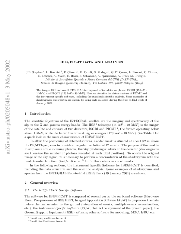 (PDF) IBIS/PICsIT Data and Analysis