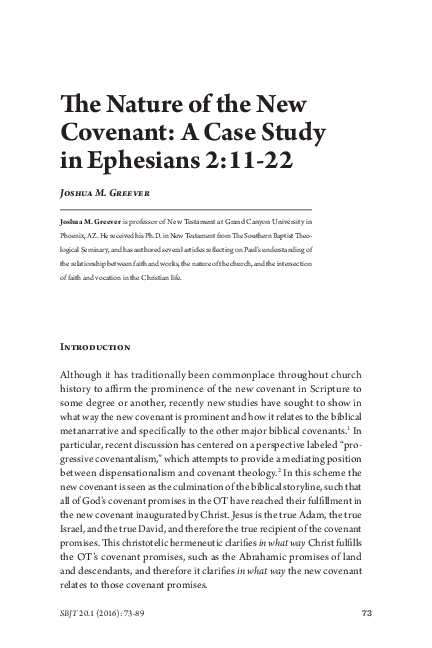 (PDF) Nature of the New Covenant : A Case Study in Ephesians 2 : 11-22