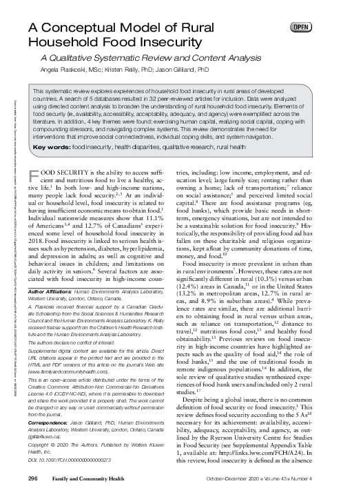(PDF) A Conceptual Model of Rural Household Food Insecurity