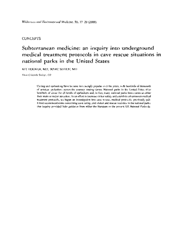 (PDF) Subterranean medicine: an inquiry into underground medical ...