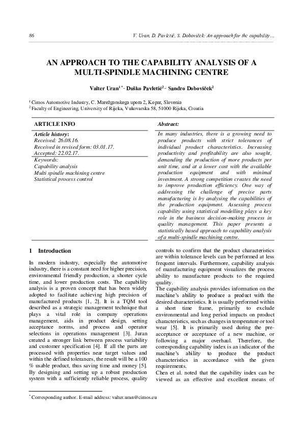 (PDF) An approach to the capability analysis of a multi-spindle ...