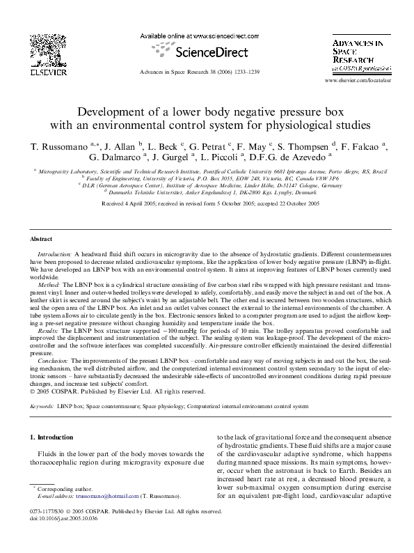 (PDF) Development of a lower body negative pressure box with an ...