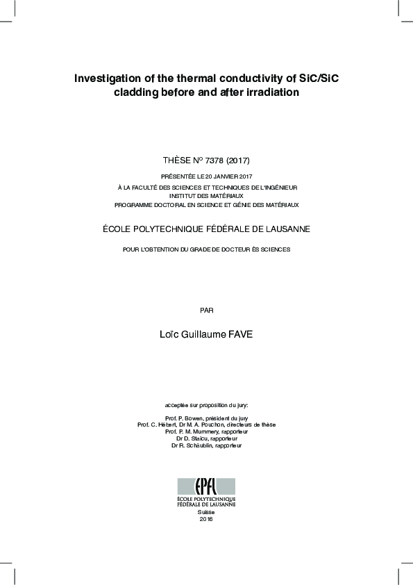 (PDF) Investigation of the thermal conductivity of SiC/SiC cladding ...