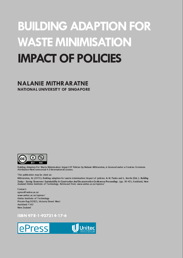 (PDF) Building adaption for waste minimisation : impact of policies